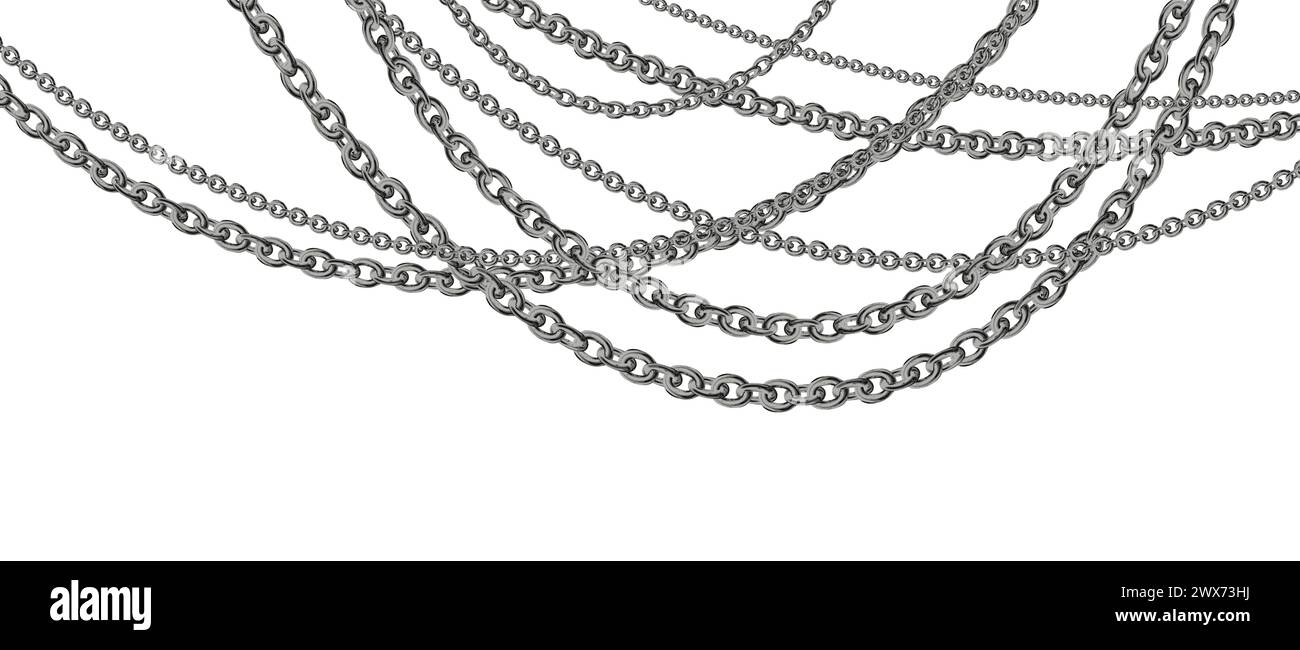 Silver chain isolated on white background. Realistic grey metal. Silver ...