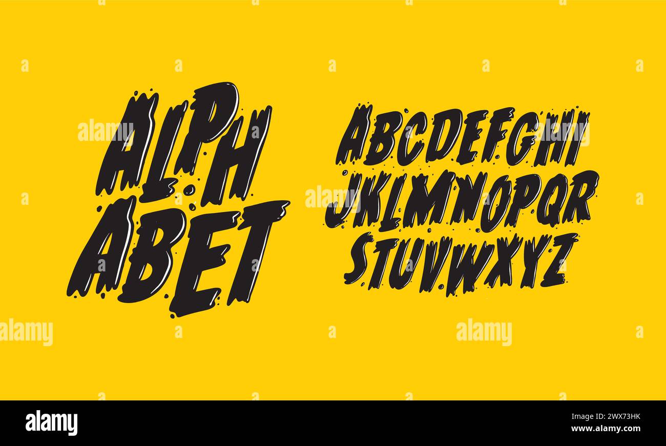 Lettering font isolated on white background. Texture alphabet. Vector ...