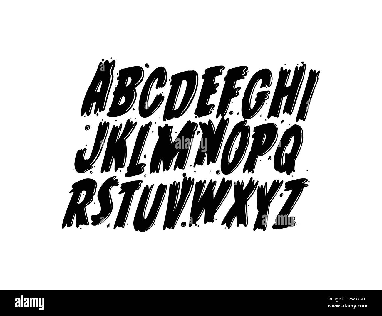 Lettering font isolated on white background. Texture alphabet. Vector ...