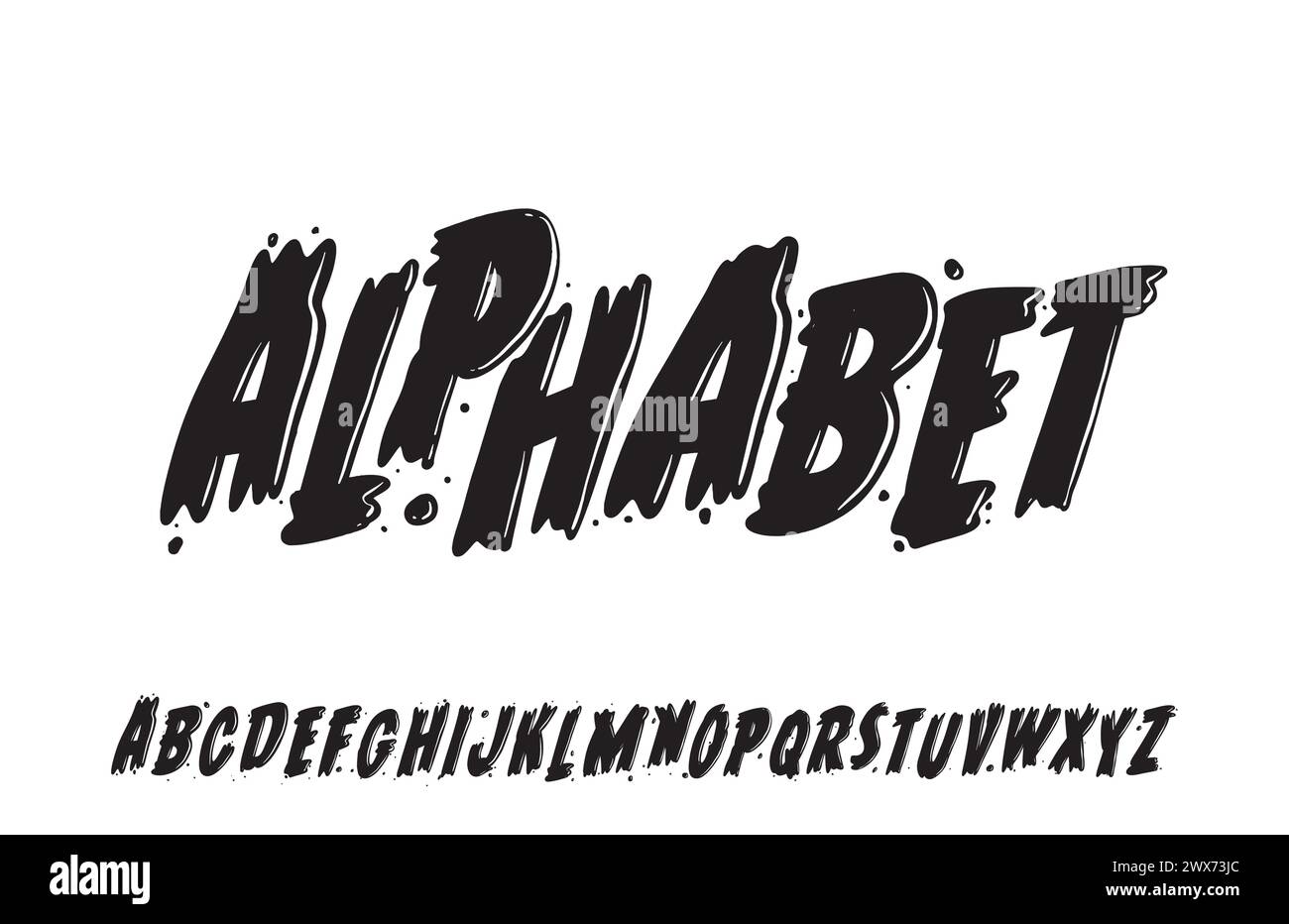 Lettering font isolated on white background. Texture alphabet. Vector ...