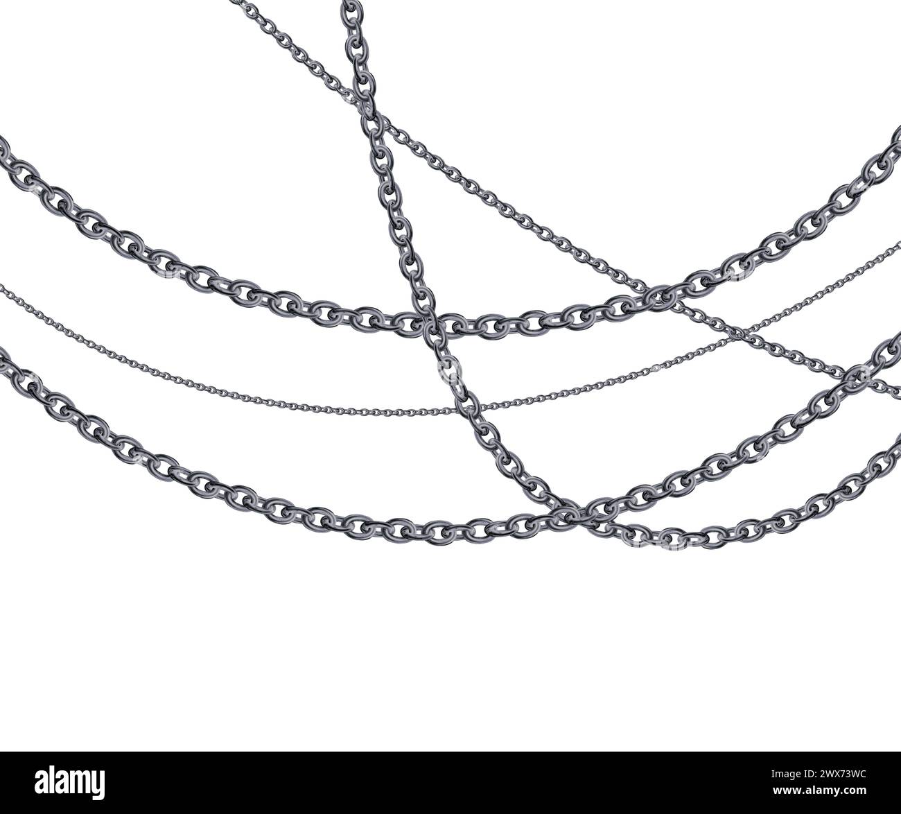 Silver chain isolated on white background. Realistic grey metal. Silver ...