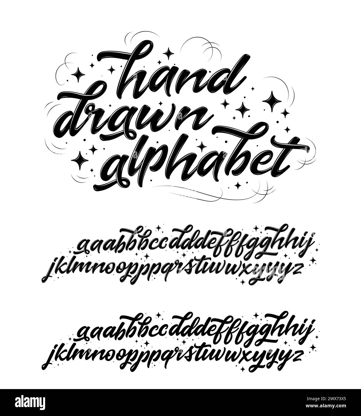 Lettering font isolated on white background. Texture alphabet. Vector ...