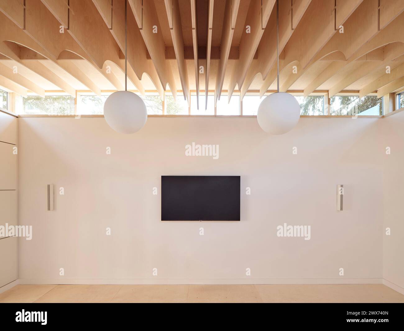 Hub interior with undulating ceiling. Pitzhanger Hub, London, United ...