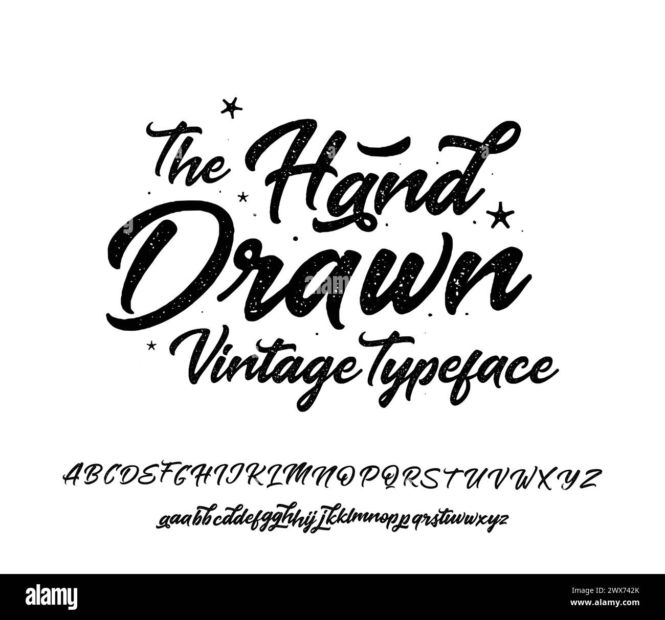 Vector hand drawn alphabet isolated on white background. Brush painted ...