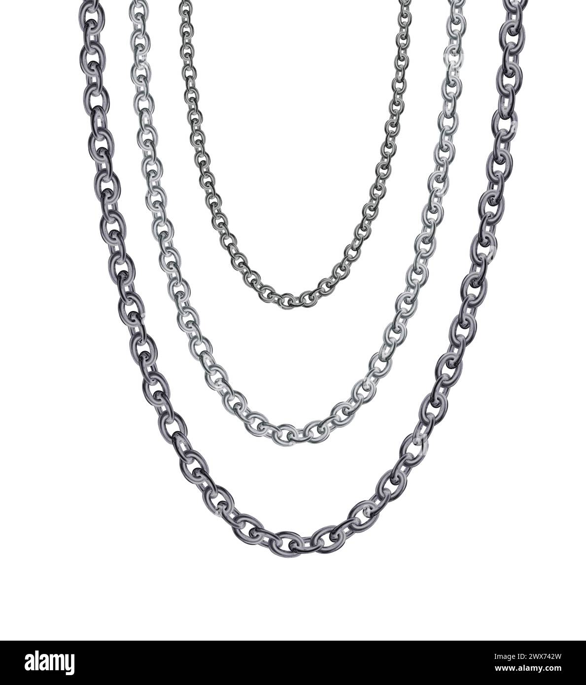 Silver chain isolated on white background. Realistic grey metal. Silver ...