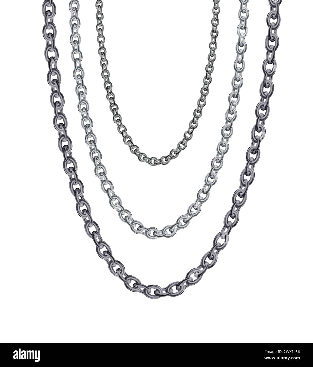 Silver chain isolated on white background. Realistic grey metal. Silver ...