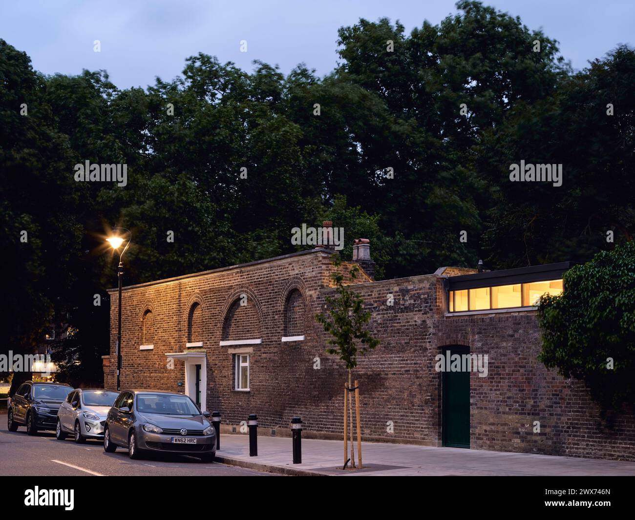 Oblique elevation of hub side entrance from street. Pitzhanger Hub ...