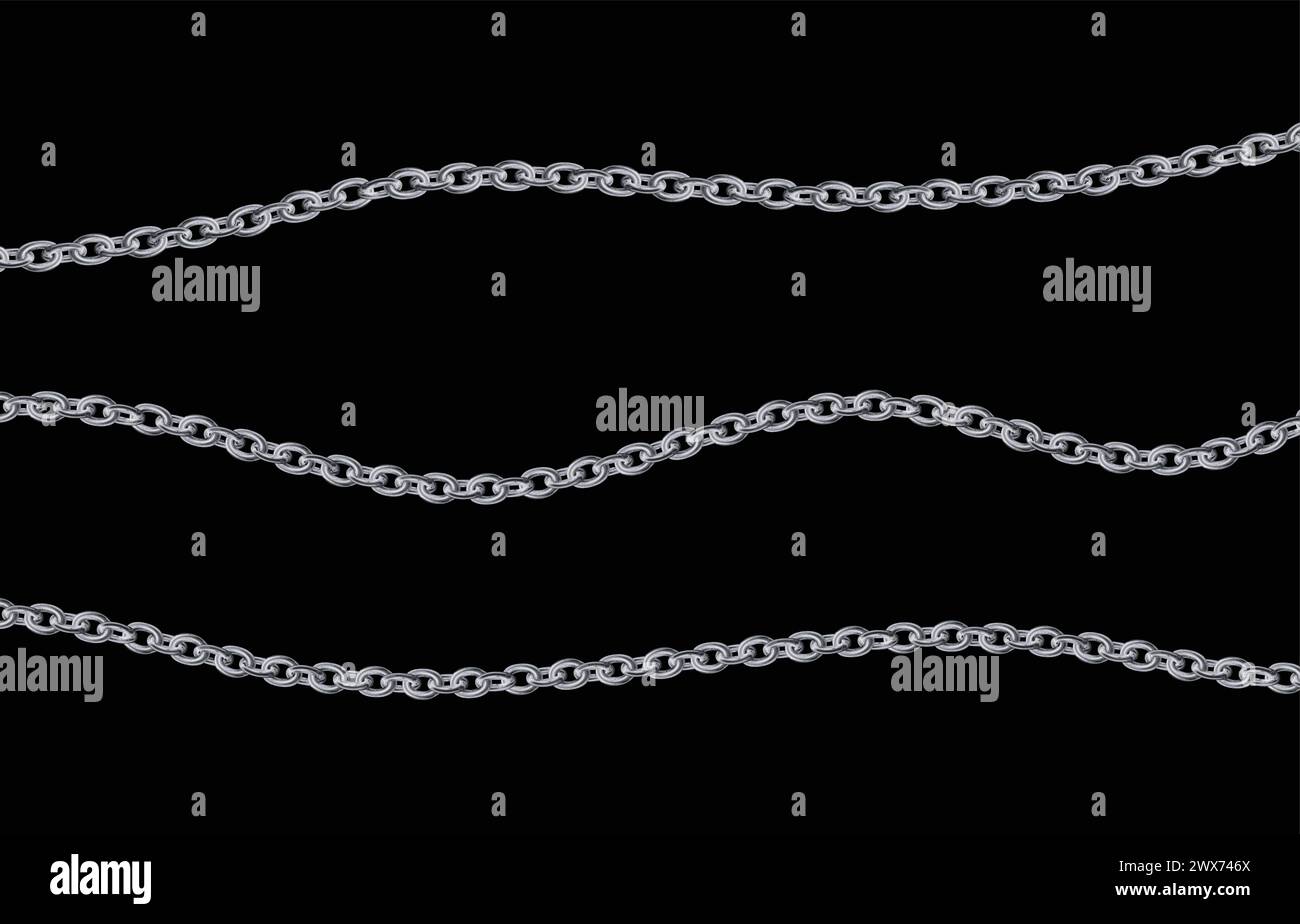 Silver chain isolated on white background. Realistic grey metal. Silver ...