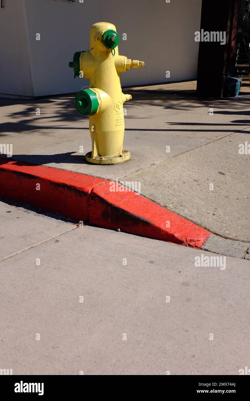 A bright and colorful fire hydrant in a Californian town Stock Photo ...