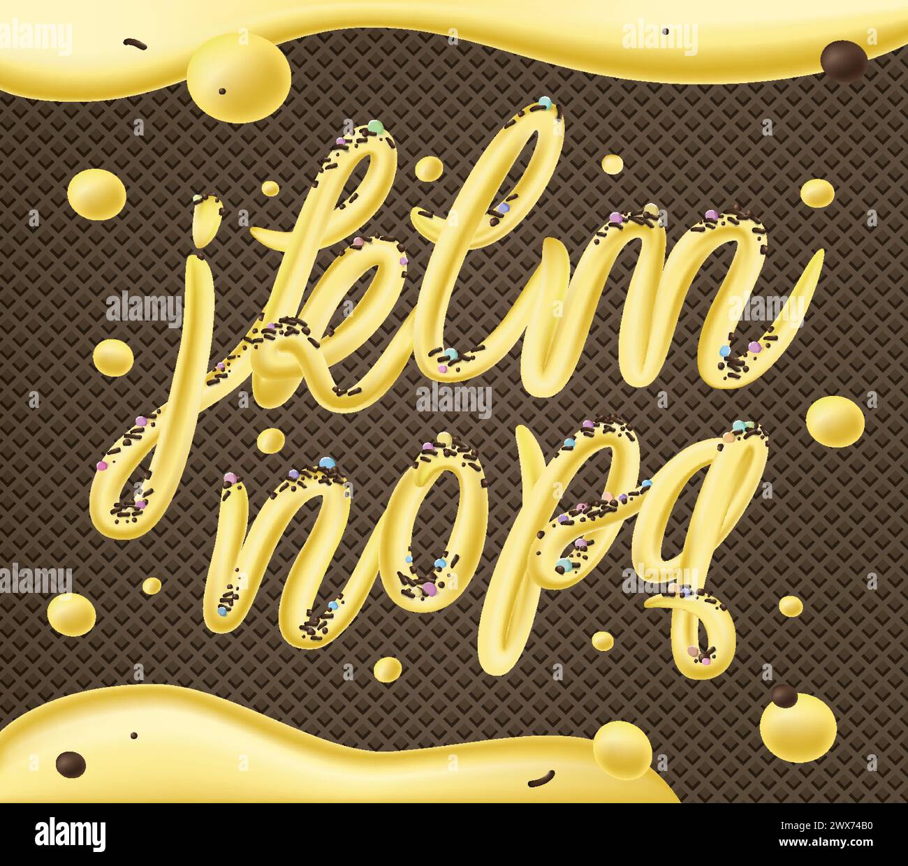 Homemade ice cream typography alphabet. Cold sweets ABC. Edible letters ...