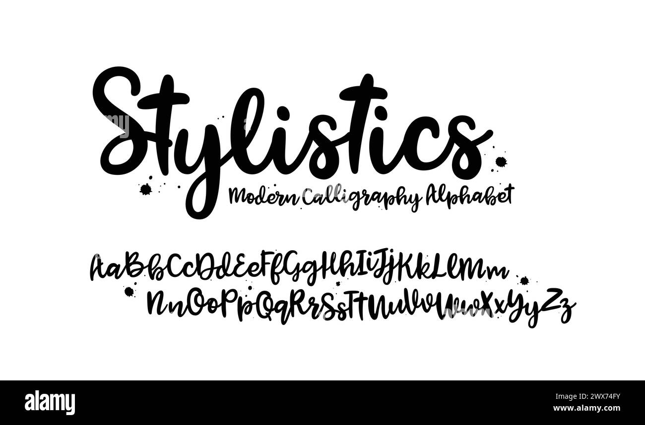 Vector hand drawn alphabet isolated on white background. Brush painted ...