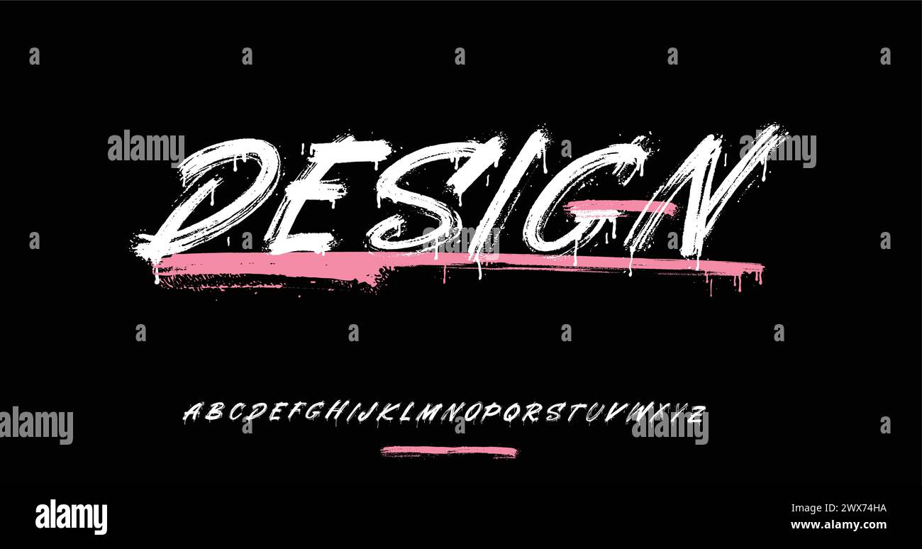 Lettering font isolated on white background. Texture alphabet. Vector ...