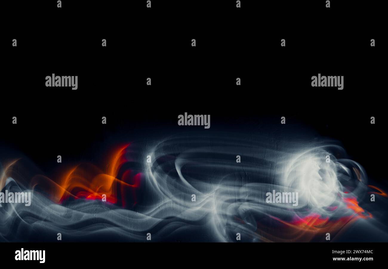 Abstract colorful irregular lines on black background and wall texture ...