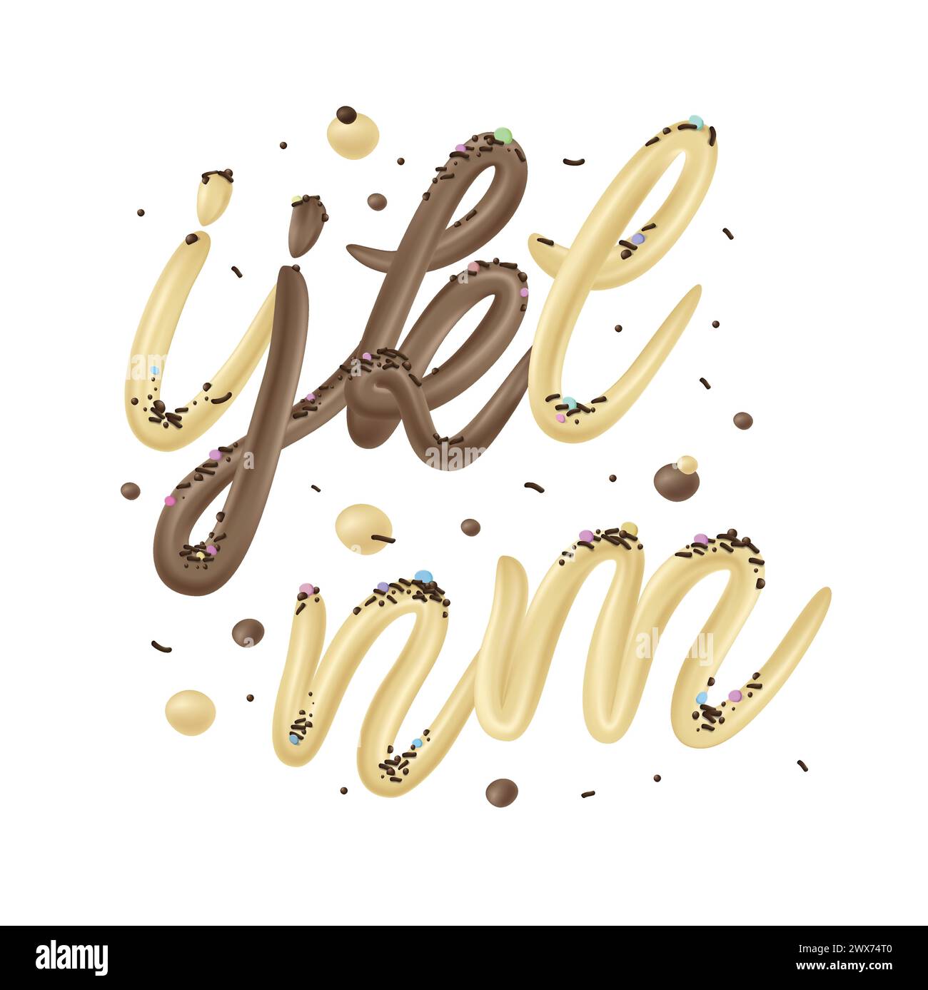 Ice cream and dessert lettering. Frozen chocolate type. Vector ...