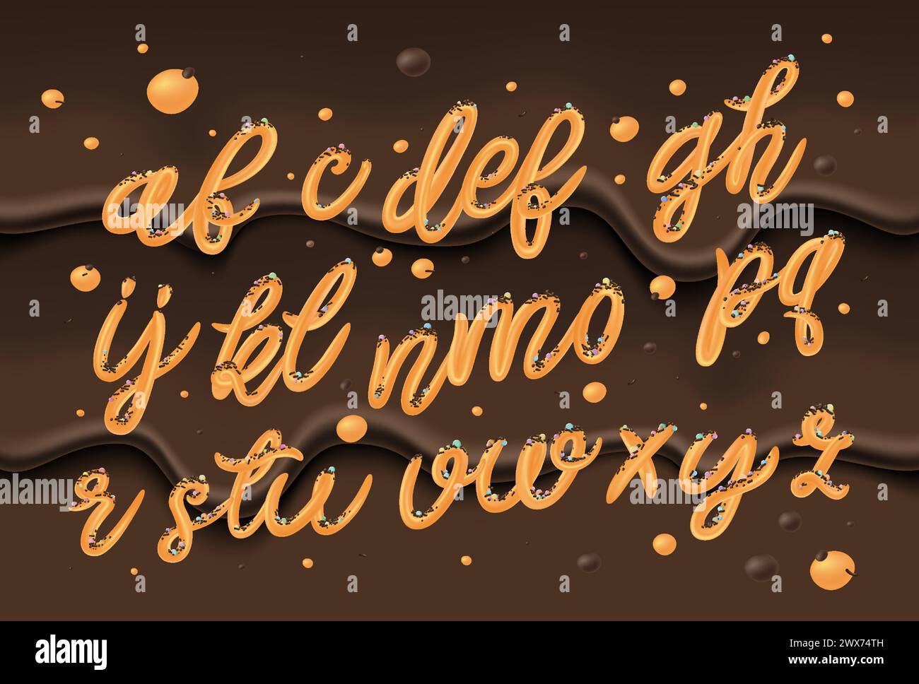 Glossy letters. Ice cream and dessert lettering. Frozen type. Vector ...