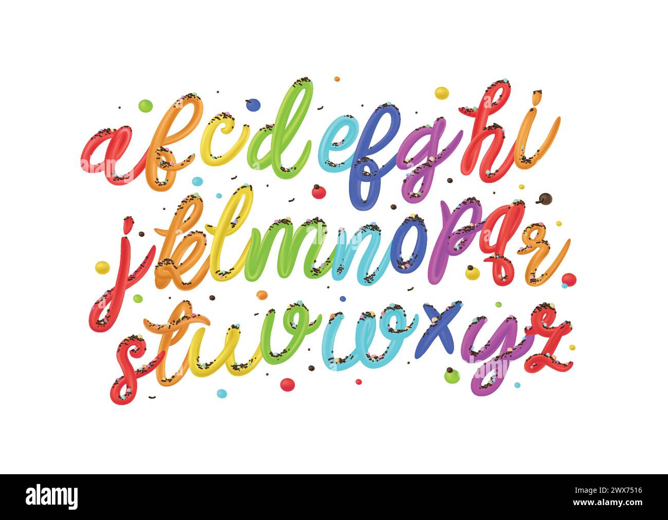 Vector rainbow letters. Red, orange, yellow, green, blue and purple ...
