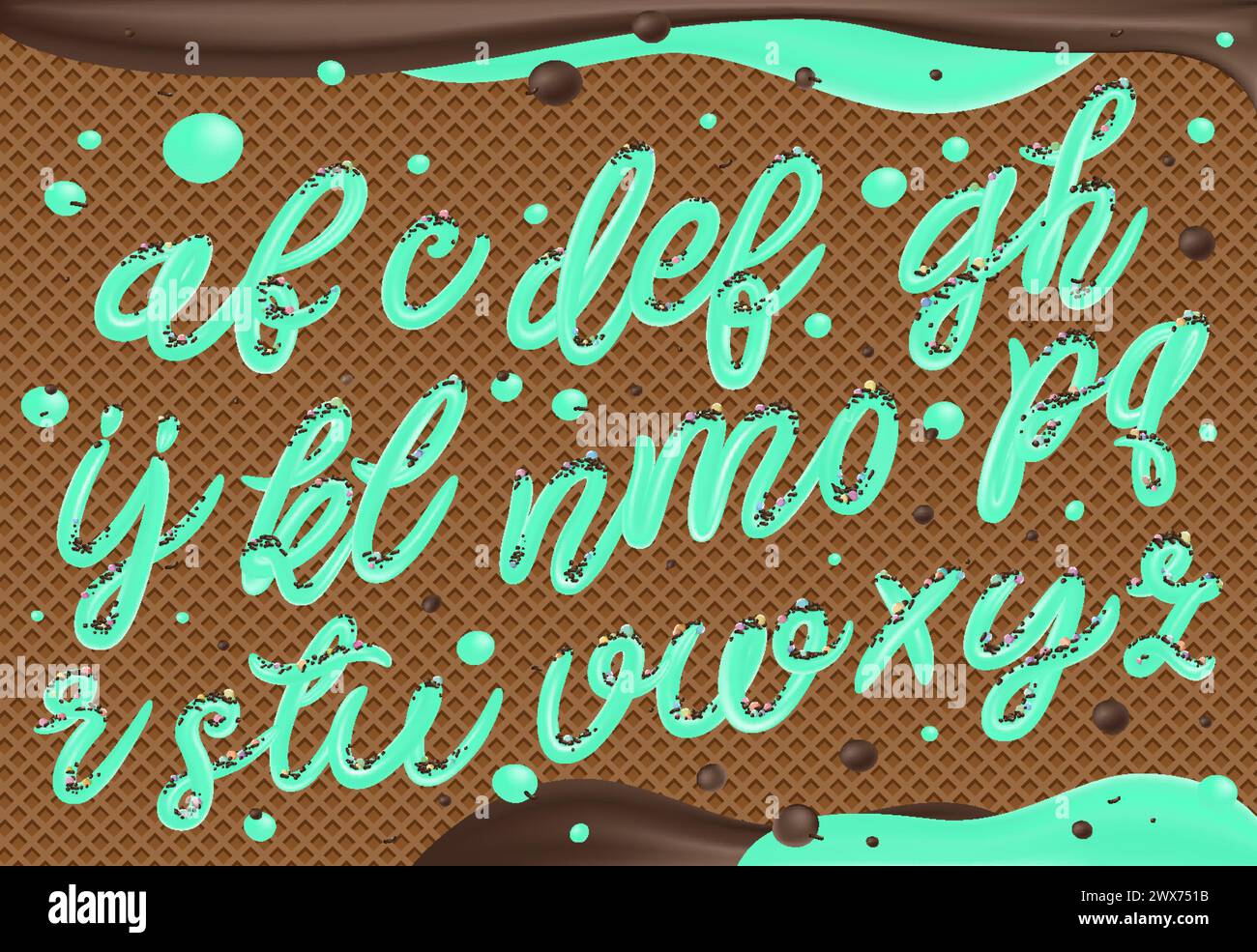 Glossy letters. Ice cream and dessert lettering. Frozen type. Vector ...
