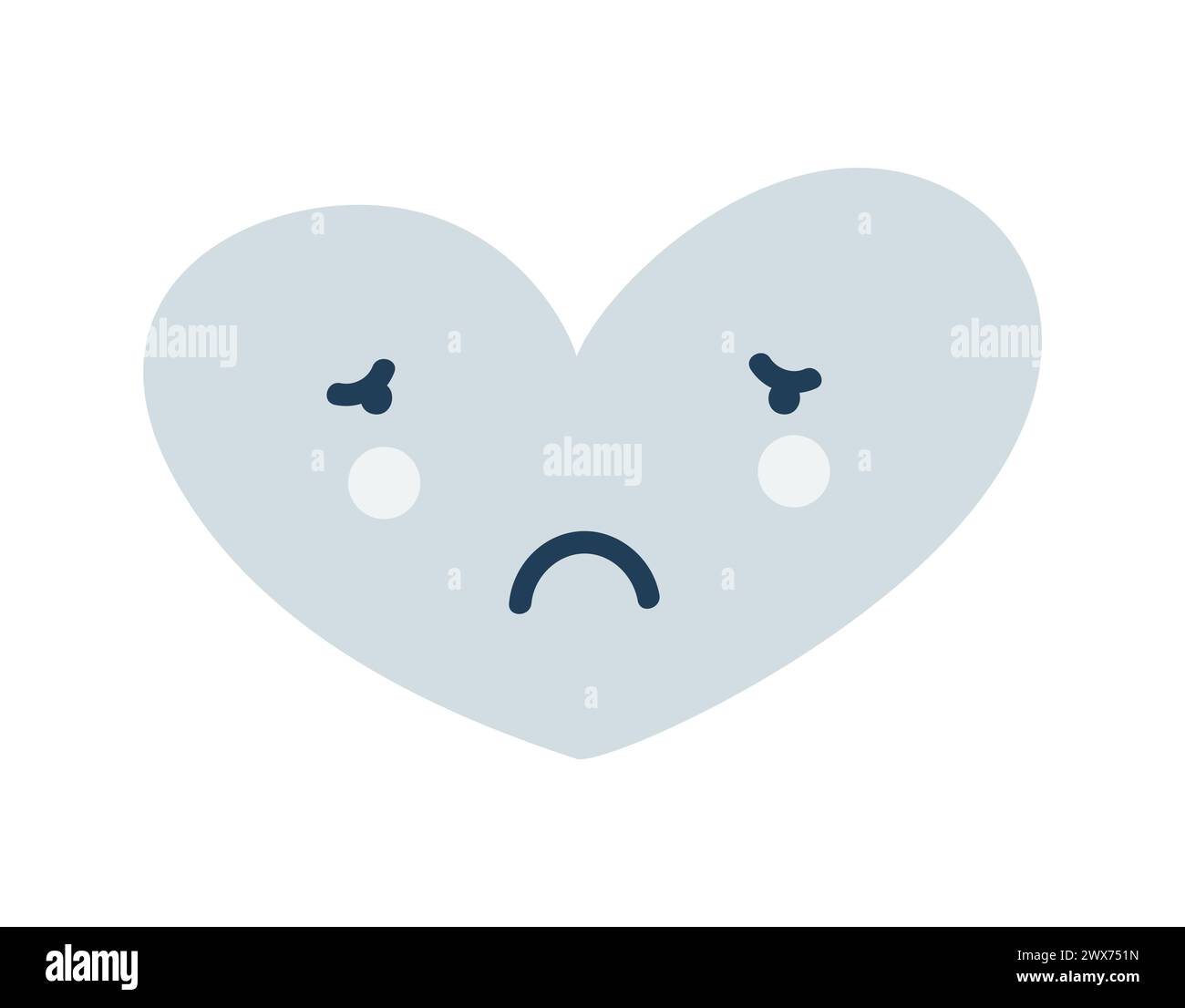 Blue sad heart Emoji Icon. Object Symbol flat Vector Art. Cartoon ...
