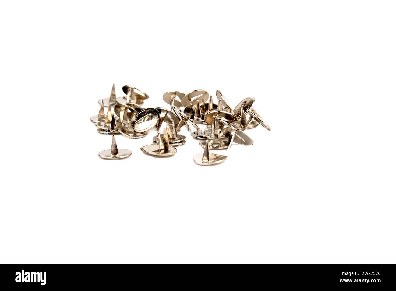 Stationery buttons on a white background in a disordered position Stock ...