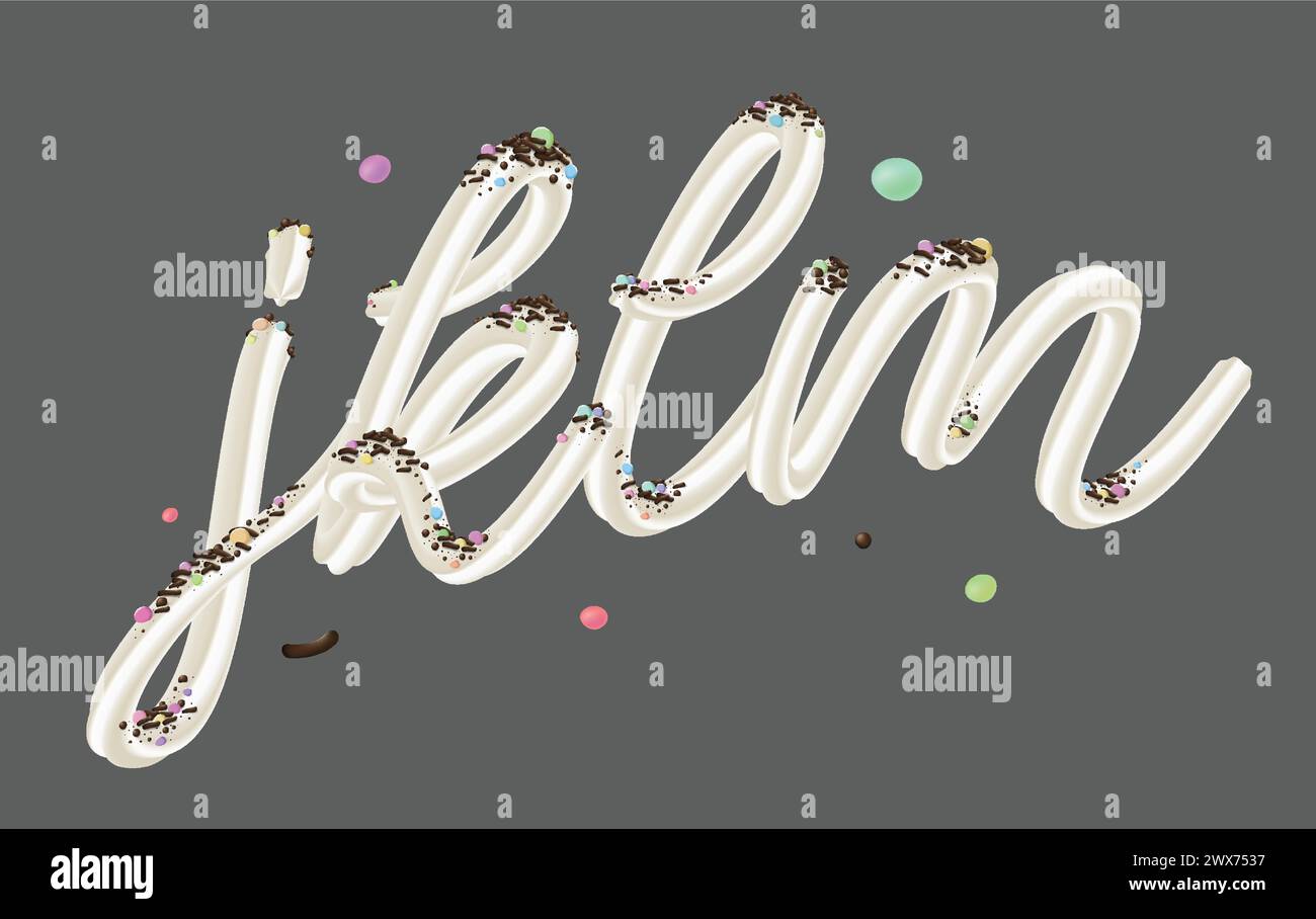 Cream cake ABC letters set. 3d white cream alphabet with sprinkles ...