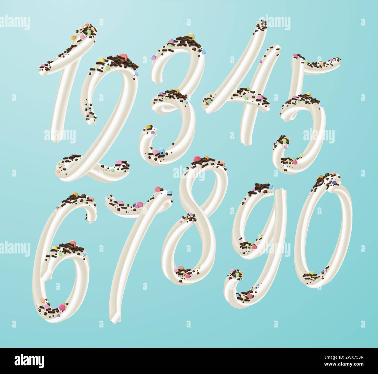 Cream cake ABC letters set. 3d white cream alphabet with sprinkles ...