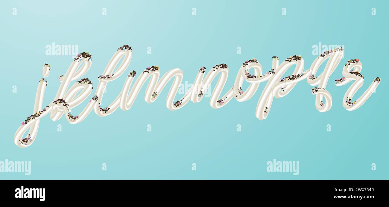 Cream cake ABC letters set. 3d white cream alphabet with sprinkles ...