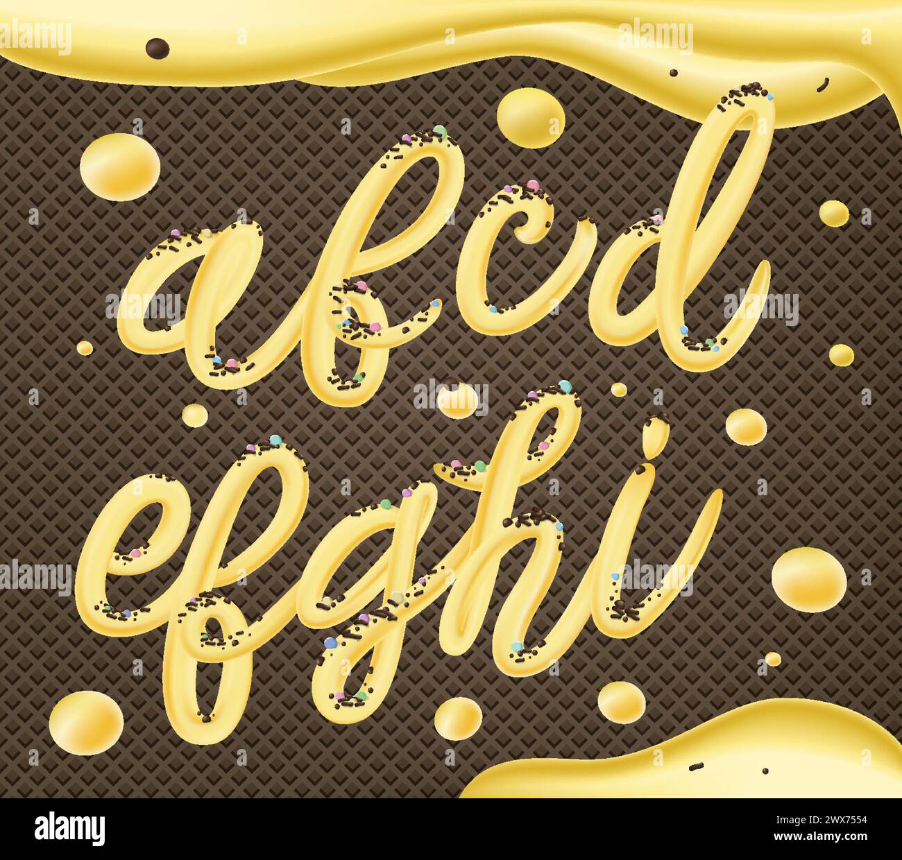 Homemade ice cream typography alphabet. Cold sweets ABC. Edible letters ...