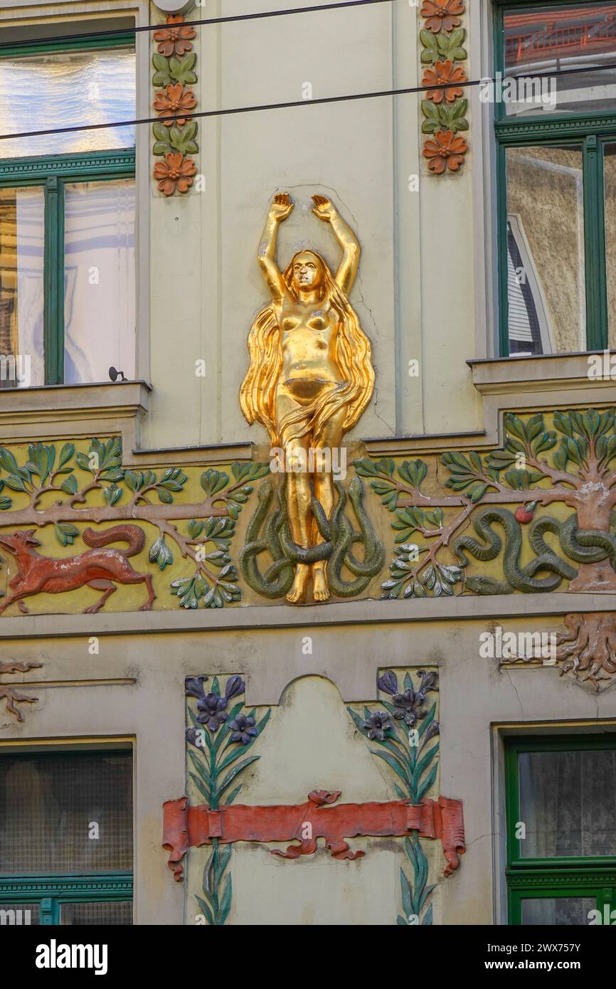 Hungary, Budapest, Lindenbaum House is the first Art Nouveau building in Budapest. Art nouveau ...