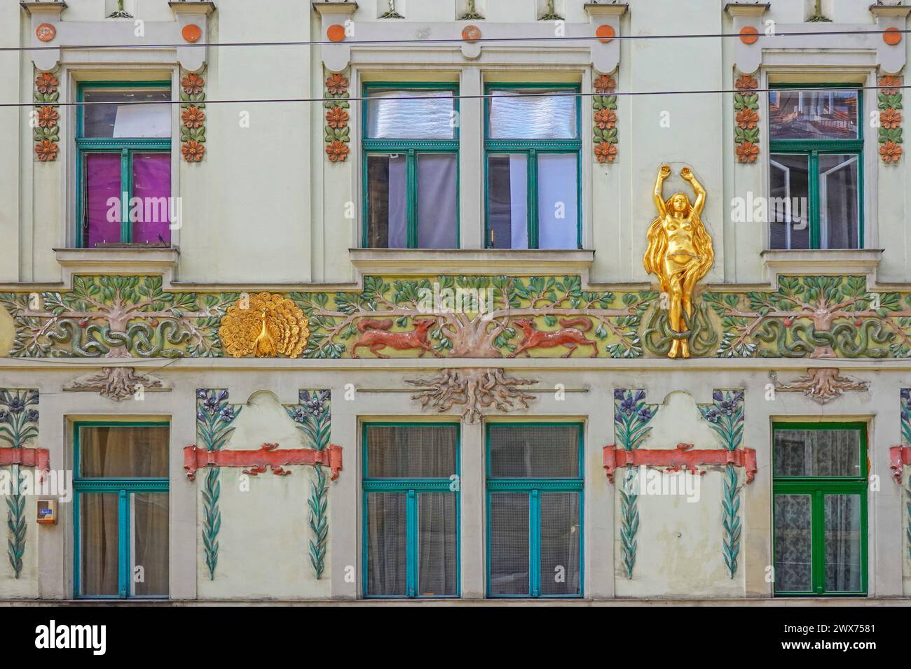 Hungary, Budapest, Lindenbaum House is the first Art Nouveau building in Budapest. Art nouveau ...