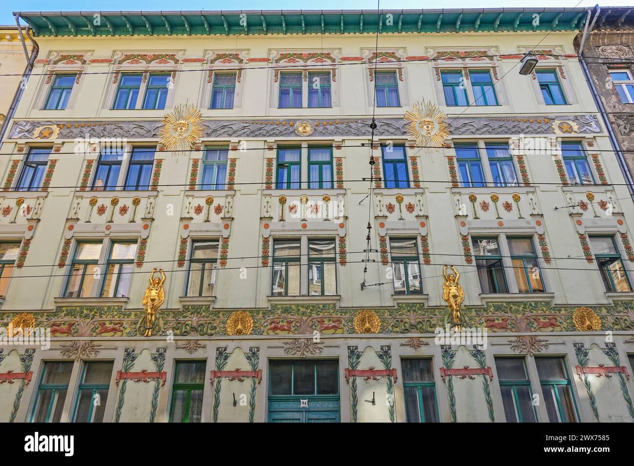 Hungary, Budapest, Lindenbaum House is the first Art Nouveau building in Budapest. Art nouveau ...