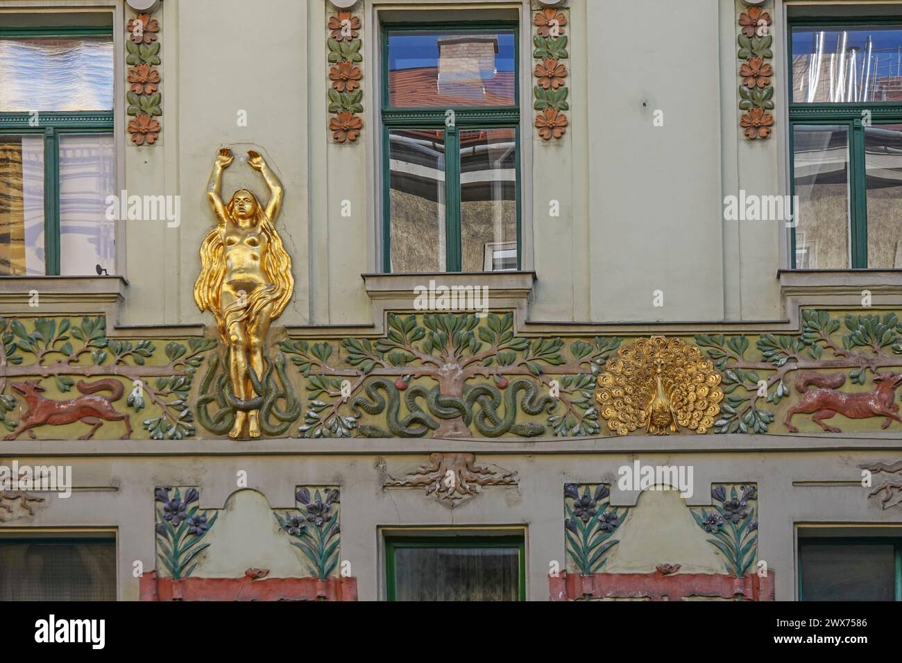 Hungary, Budapest, Lindenbaum House is the first Art Nouveau building in Budapest. Art nouveau ...