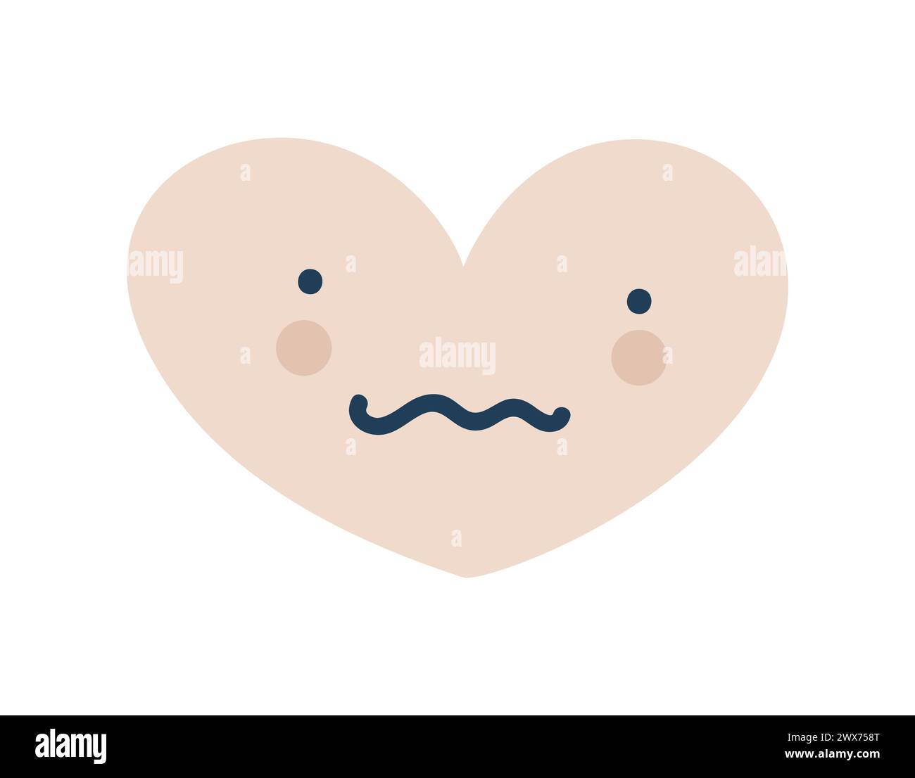 Beige silly heart Emoji Icon. Object Symbol flat Vector Art. Cartoon ...
