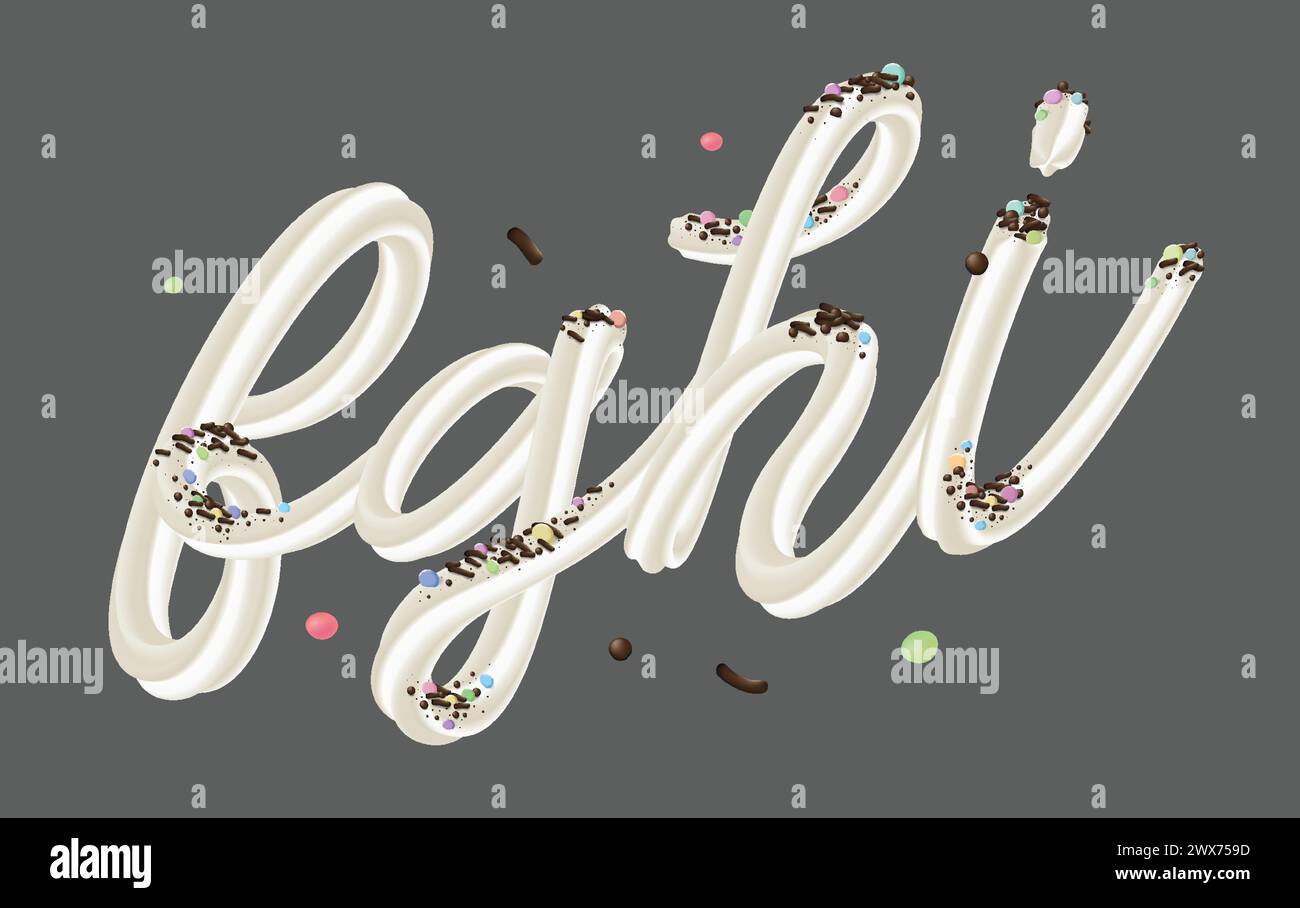 Cream cake ABC letters set. 3d white cream alphabet with sprinkles ...