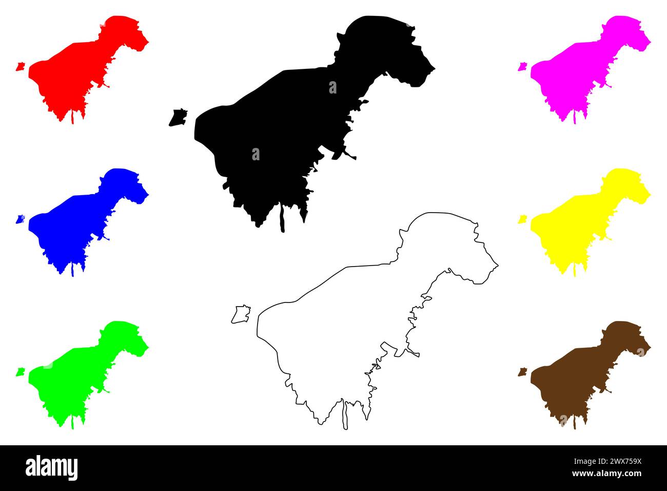 Popayan city (Republic of Colombia) map vector illustration, scribble ...