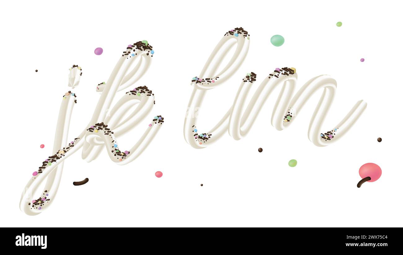 Cream cake ABC letters set. 3d white cream alphabet with sprinkles ...