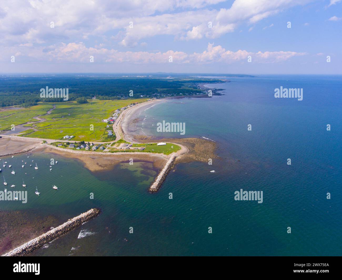 Rye Harbor aerial view in summer in Rye Harbor State Park in town of ...