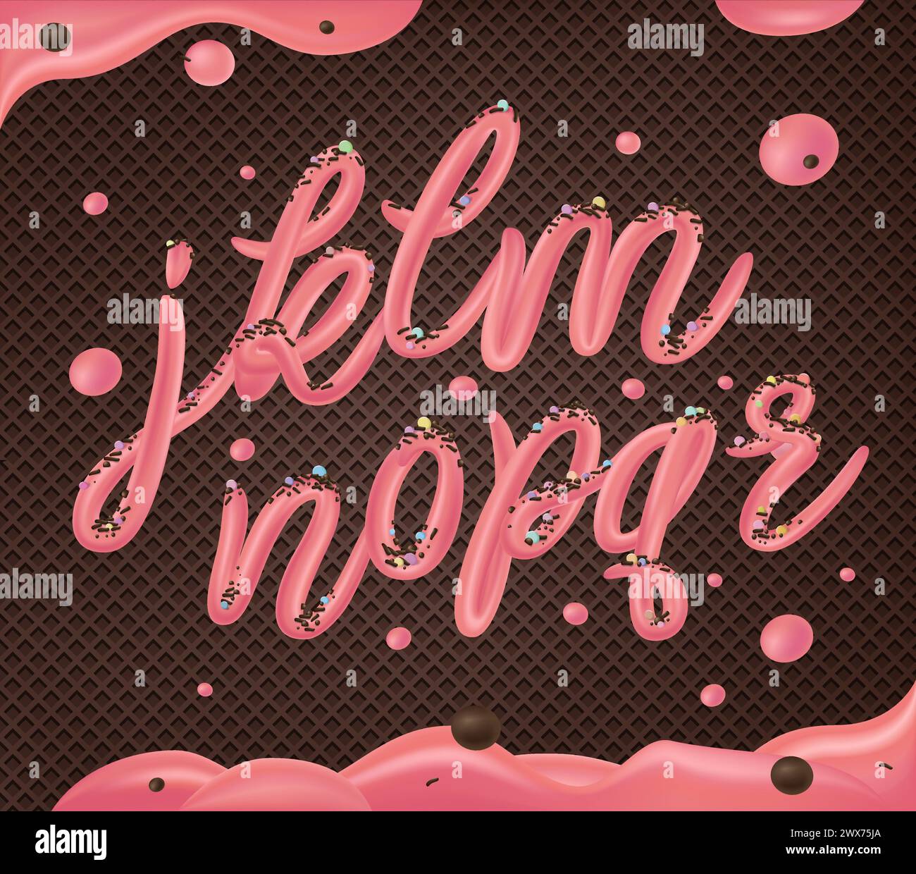 Homemade ice cream typography alphabet. Cold sweets ABC. Edible letters ...