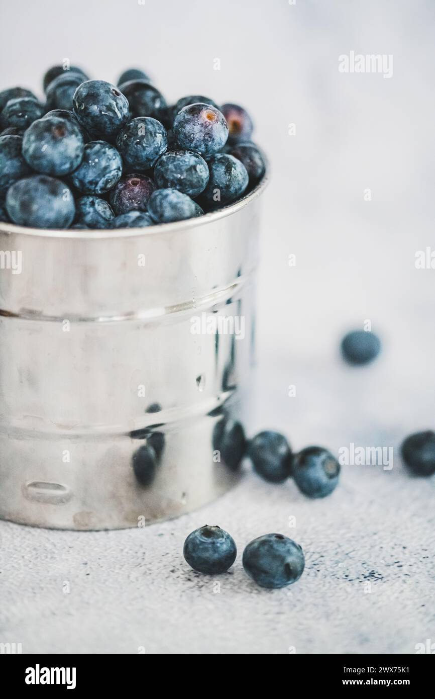 Top view whole blueberries hi-res stock photography and images - Alamy