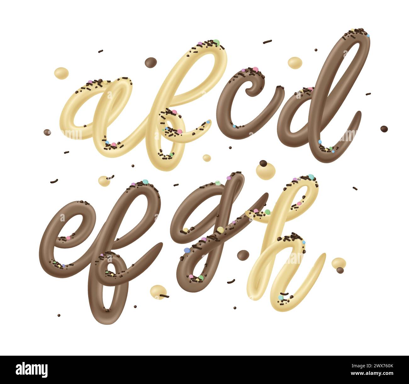 Ice cream and dessert lettering. Frozen chocolate type. Vector ...