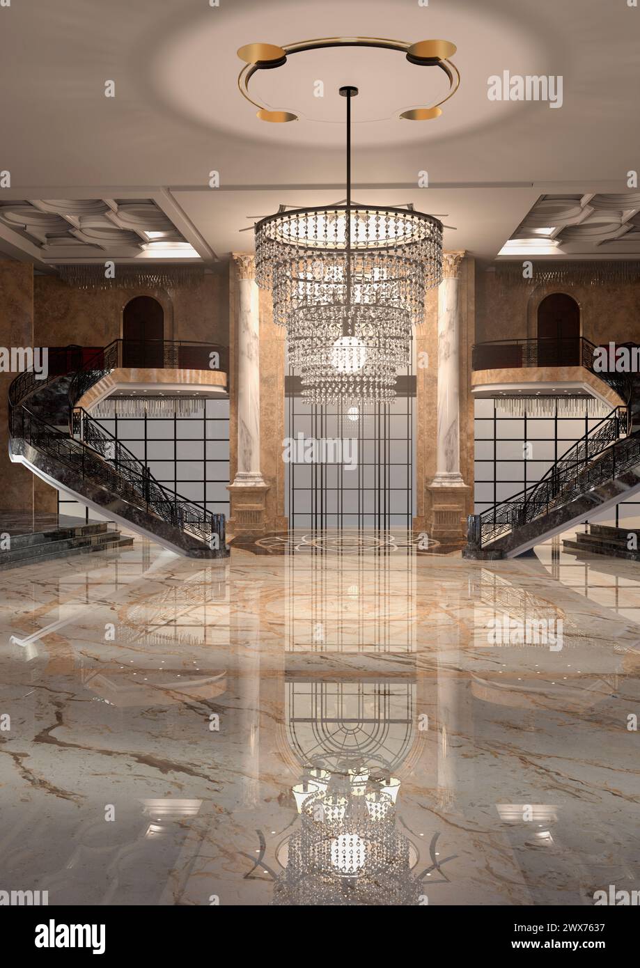 3D rendering of a grand ballroom interior Stock Photo - Alamy