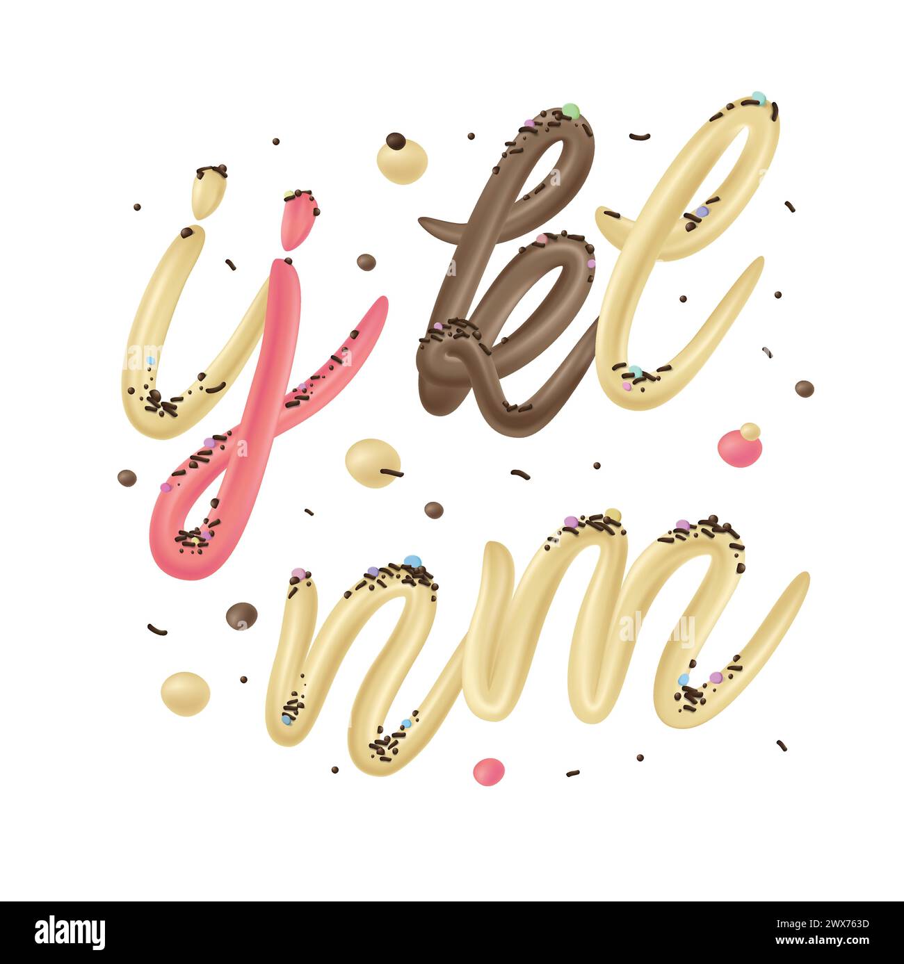 Ice cream and dessert lettering. Frozen chocolate type. Vector ...