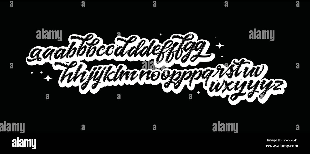 Lettering font isolated on white background. Texture alphabet. Vector ...