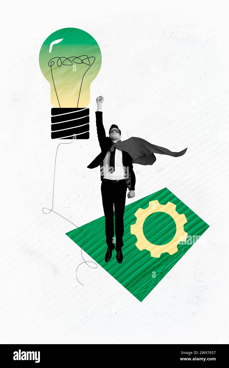 Vertical graphics collage image of determined office worker male ...