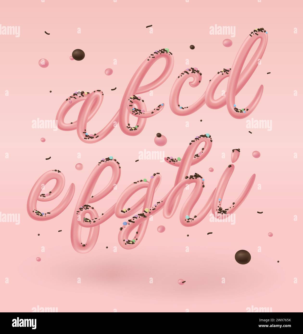 Homemade ice cream typography alphabet. Cold sweets ABC. Edible letters ...