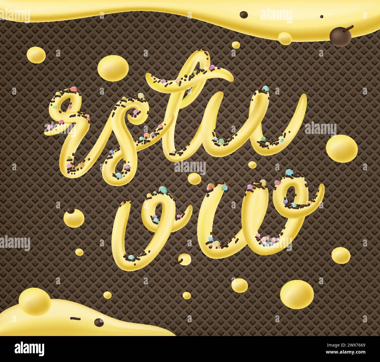 Homemade ice cream typography alphabet. Cold sweets ABC. Edible letters ...