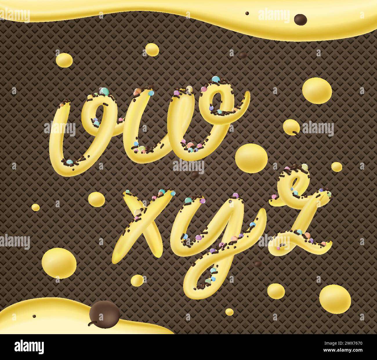 Homemade ice cream typography alphabet. Cold sweets ABC. Edible letters ...