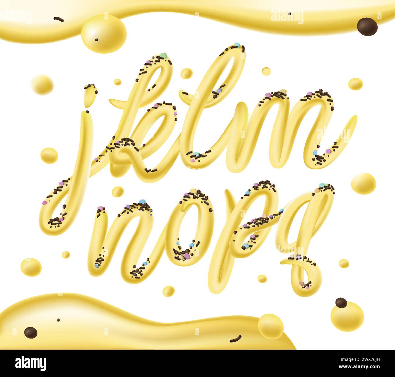 Homemade ice cream typography alphabet. Cold sweets ABC. Edible letters ...