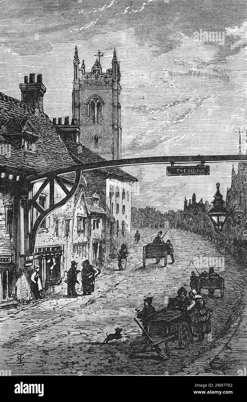 St Martin's, Stamford, Lincolnshire in the 19th century. Black and ...