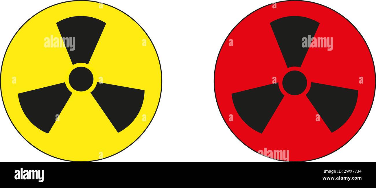 Red and yellow round panels: Radioactivity, radiation Stock Photo - Alamy