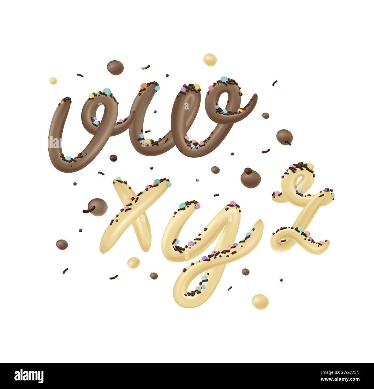 Ice cream and dessert lettering. Frozen chocolate type. Vector ...